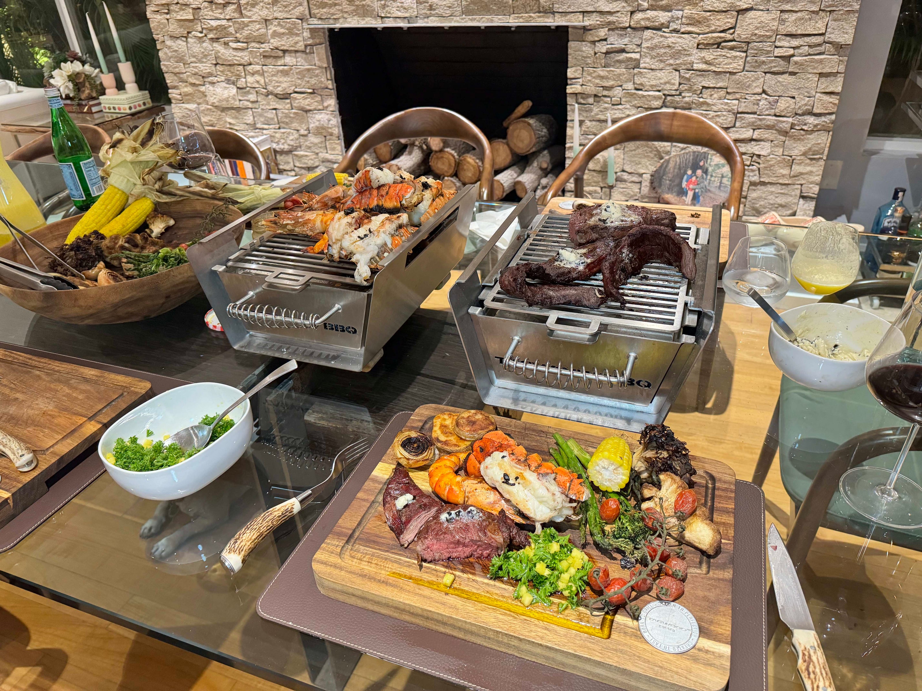 Tagwood Tabletop Brazier – Stainless Steel & Acacia Wood