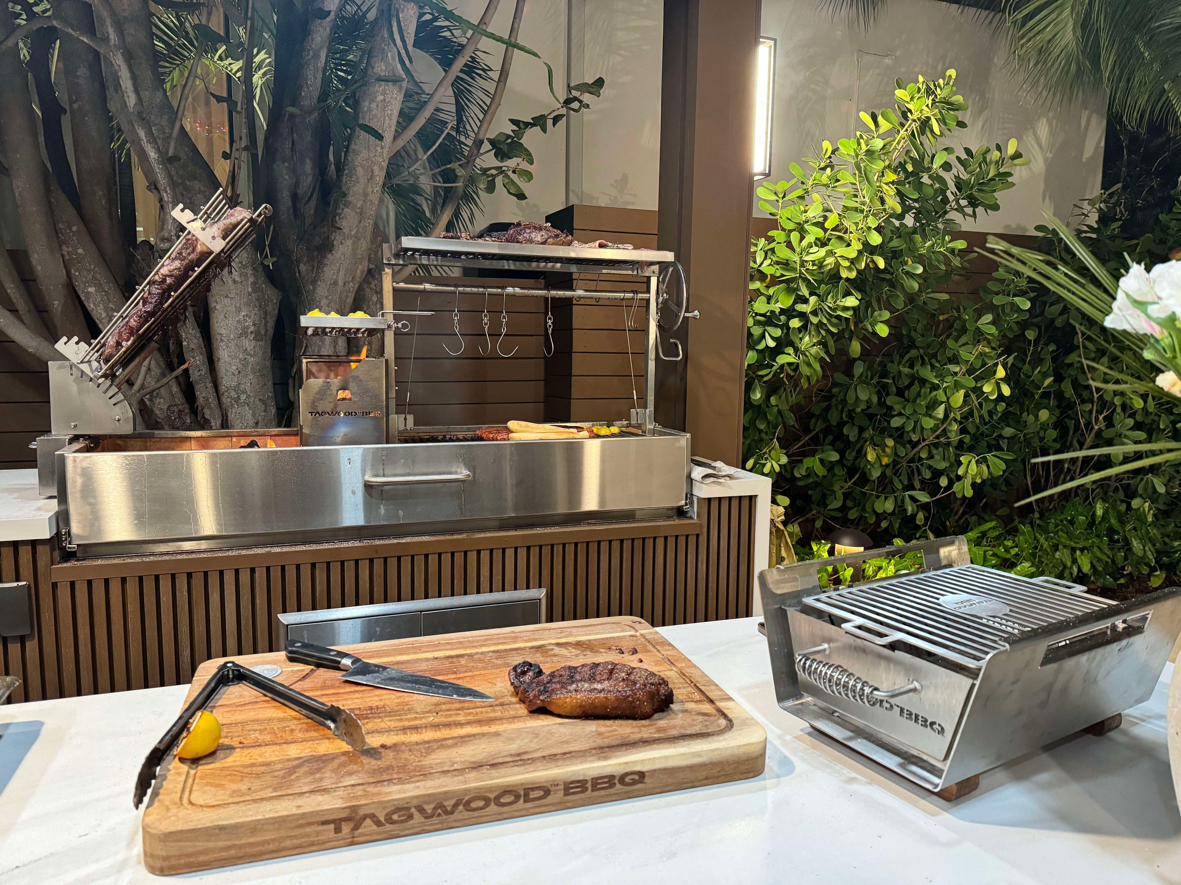 Tagwood Tabletop Brazier – Stainless Steel & Acacia Wood