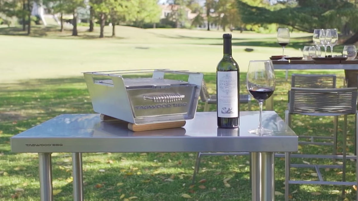Tagwood BBQ Table Top Warming Brazier | Stainless steel and Acacia wood ...