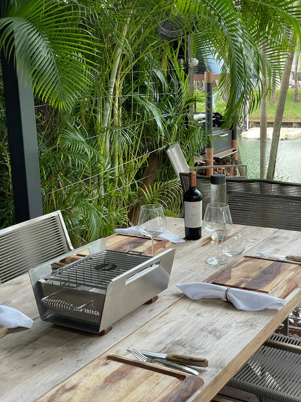 Tagwood BBQ Table Top Warming Brazier | Stainless steel and Acacia wood ...